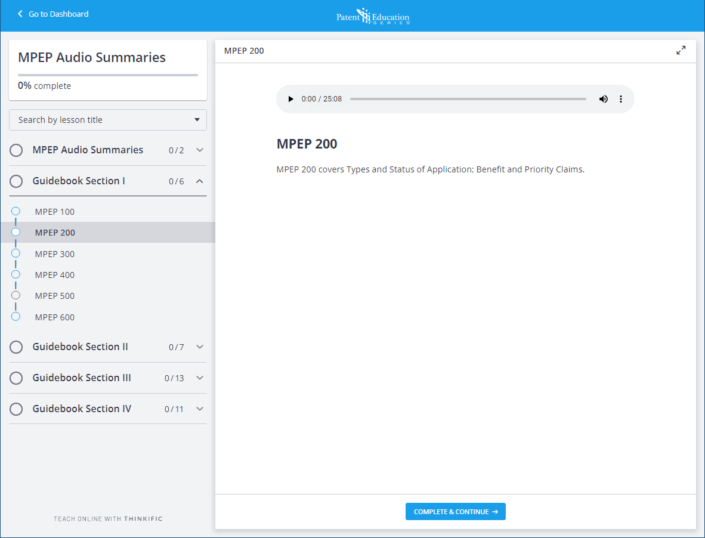 MPEP Audio Summaries - Patent Education Series